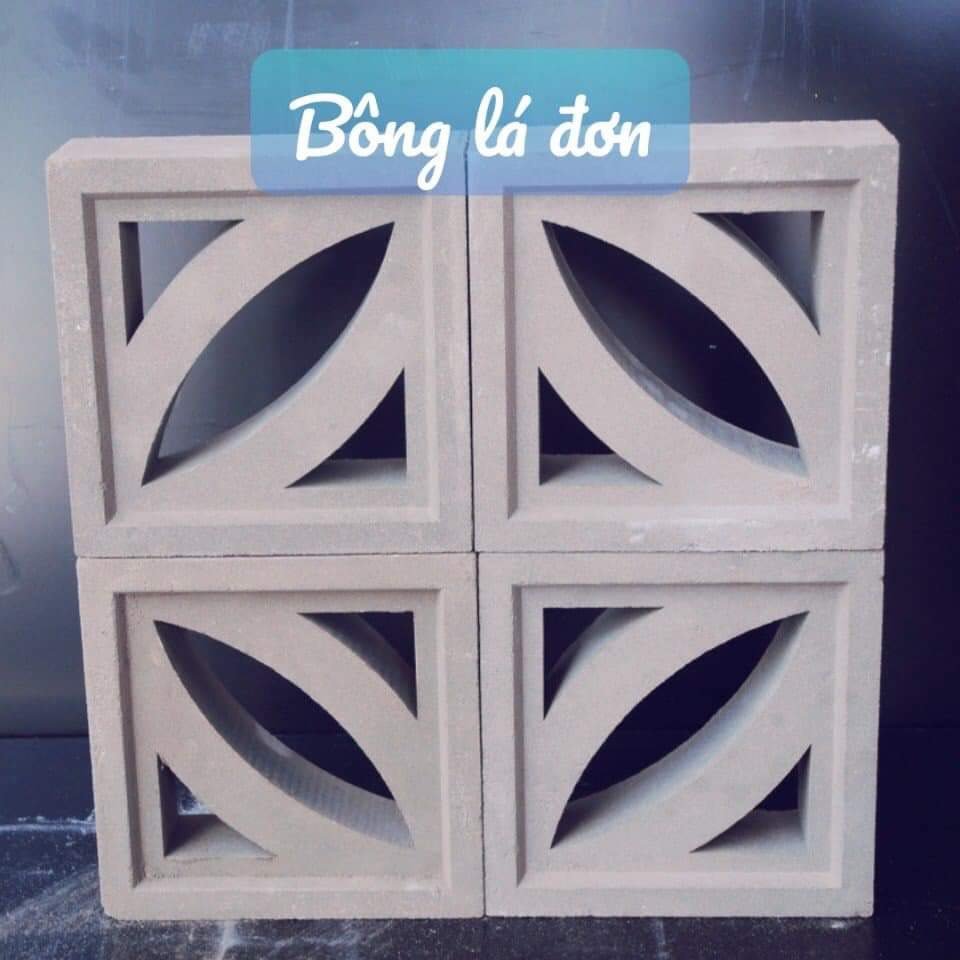 Gạch bông gió lá đơn, gạch thông gió lá đơn kích thước 20x20x7